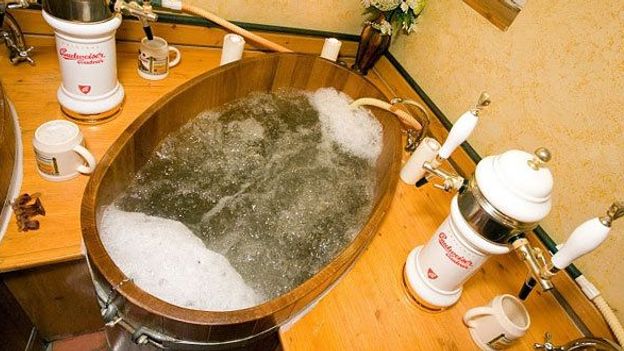 Bathe at a beer spa