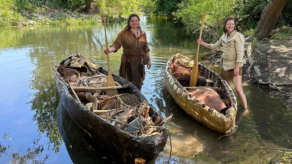 The women paddling the Thames in animal-skin boats - BBC Travel