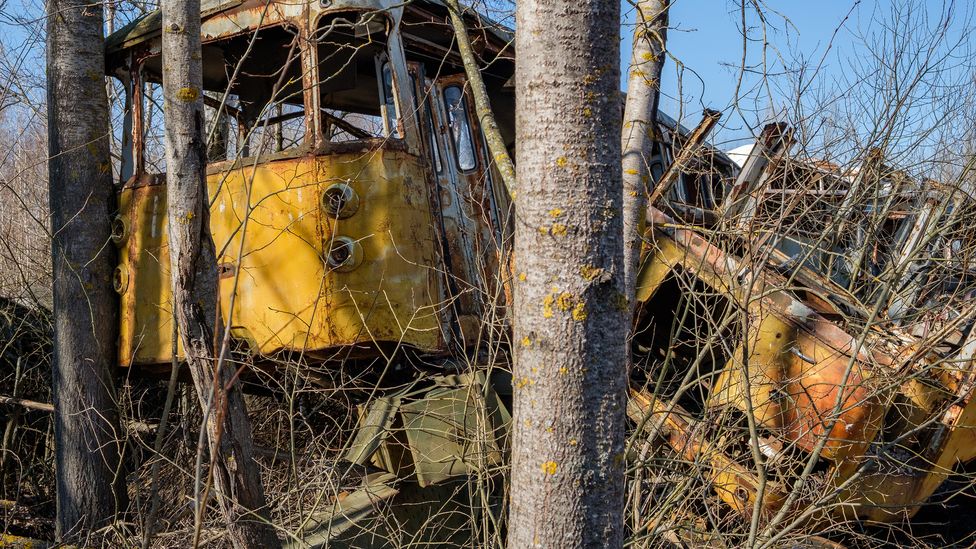 The eerie abandoned vehicles in Chernobyl's 'dead zone' - BBC Future